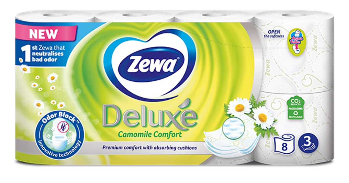 Zewa Deluxe OdorBlock® toalettpapír tekercs & szagsemlegesítő - Zewa